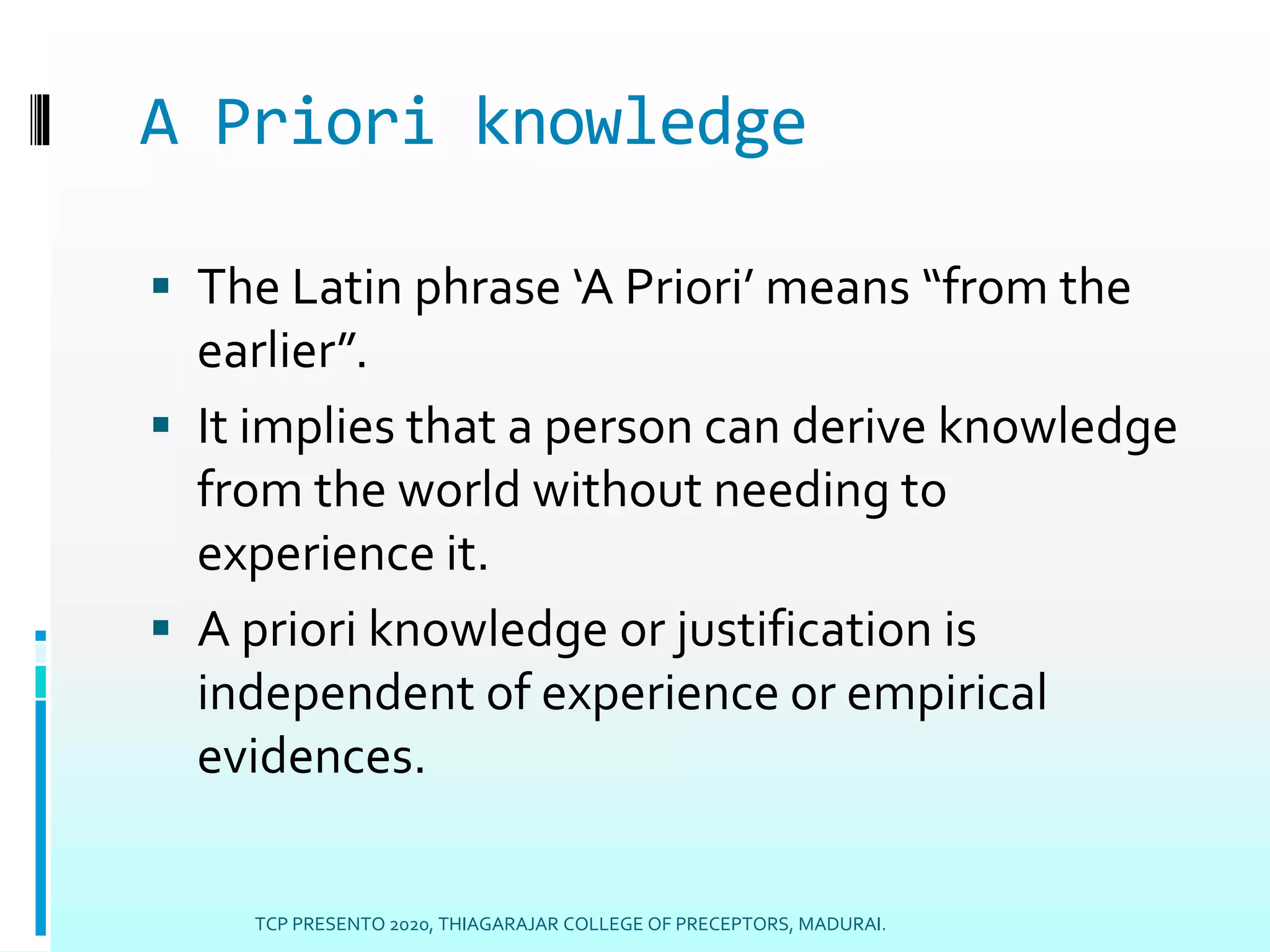 EPISTEMOLOGICAL BASES OF EDUCATION | PPTX