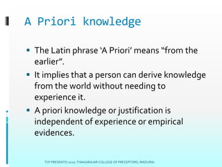 EPISTEMOLOGICAL BASES OF EDUCATION | PPTX