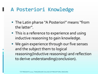 EPISTEMOLOGICAL BASES OF EDUCATION | PPTX