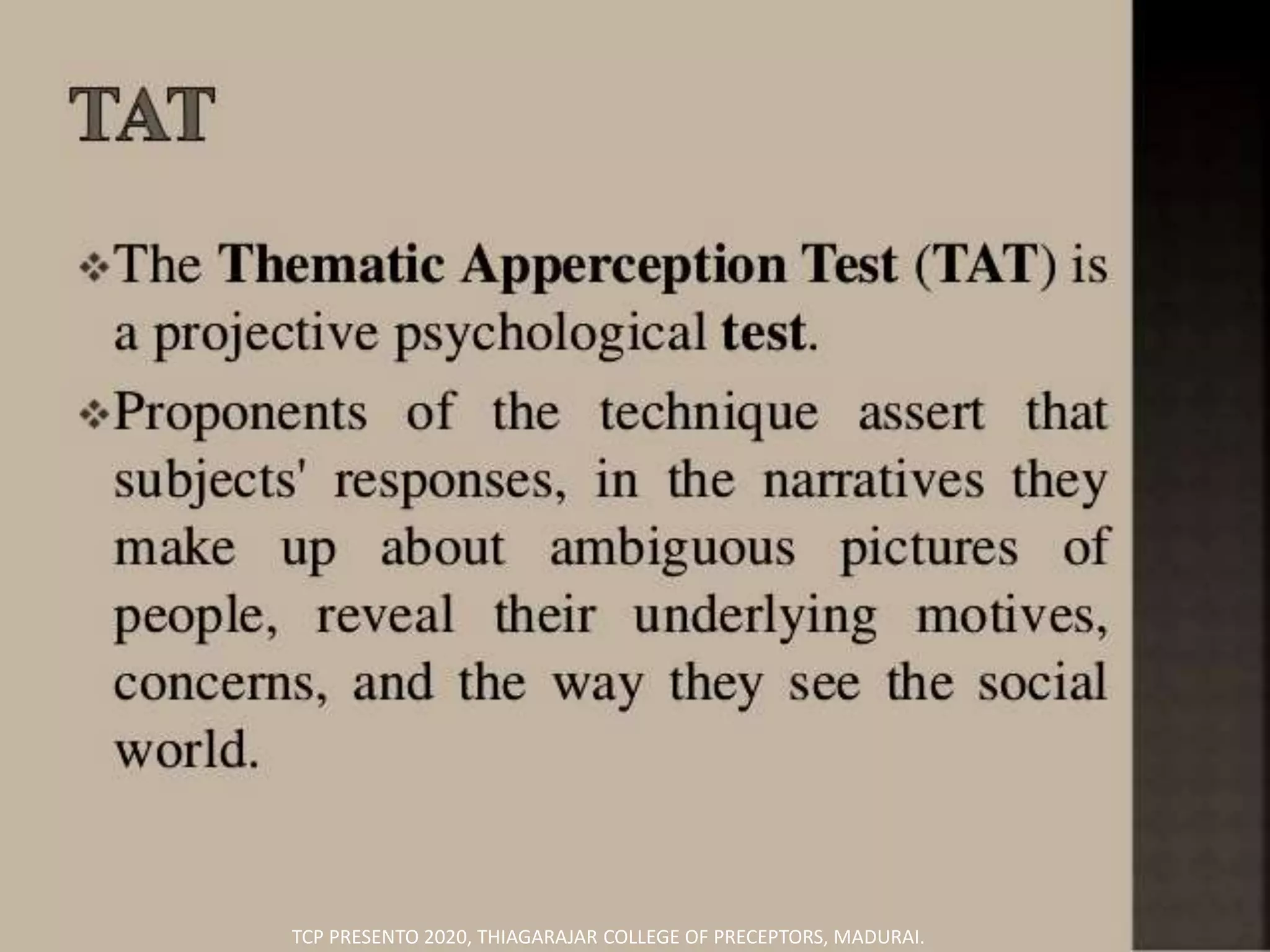 Assessment Of Personality Projective And Non Projective Techniques Pptx