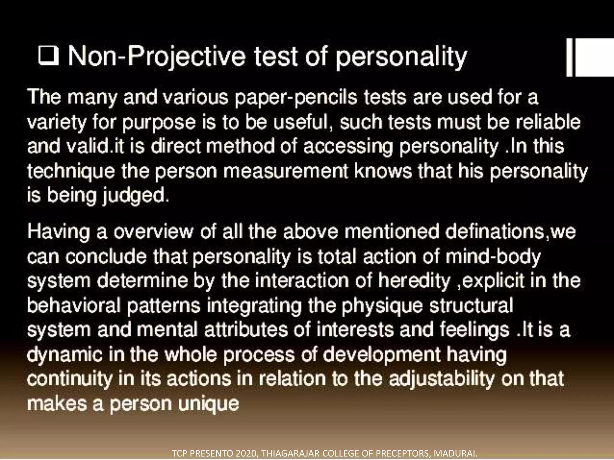 Assessment Of Personality Projective And Non Projective Techniques Pptx