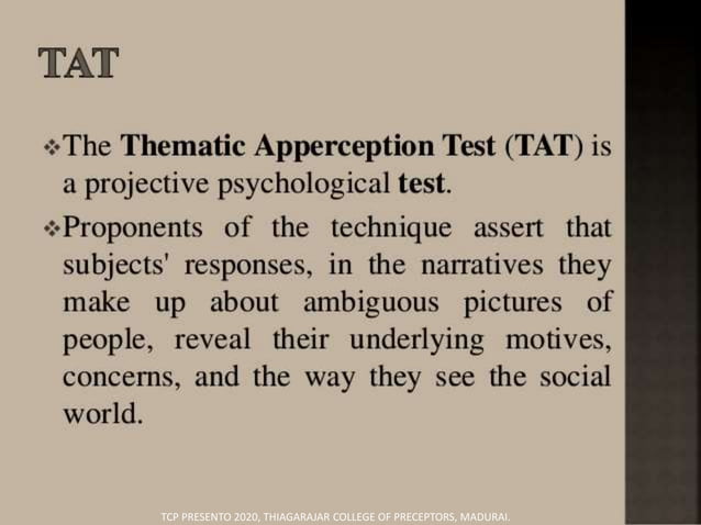ASSESSMENT OF PERSONALITY PROJECTIVE AND NON-PROJECTIVE TECHNIQUES | PPTX