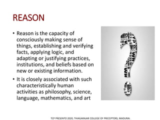 DIFFERENCE BETWEEN REASON AND BELIEF | PPTX