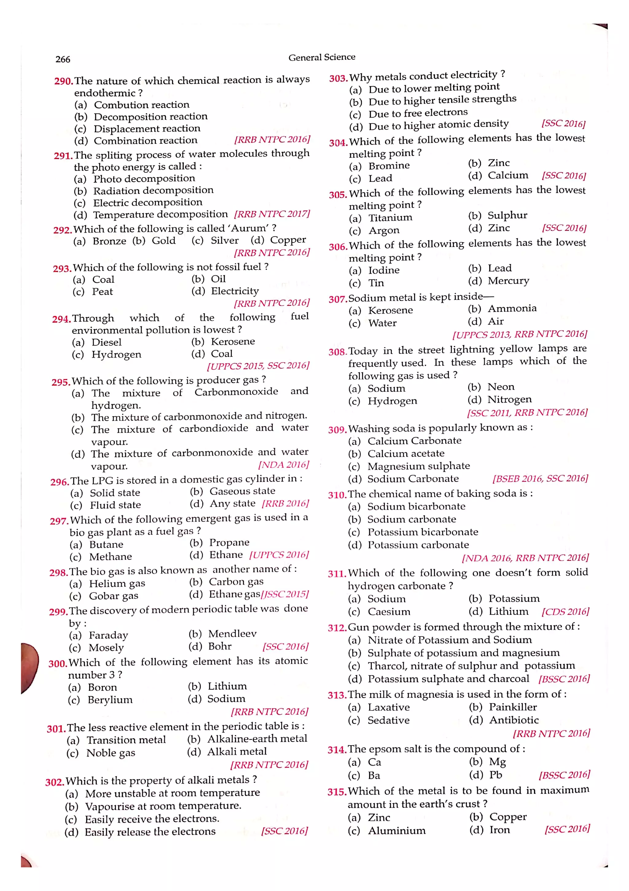 General Science - Chemistry Objective for PSC SSC | PDF