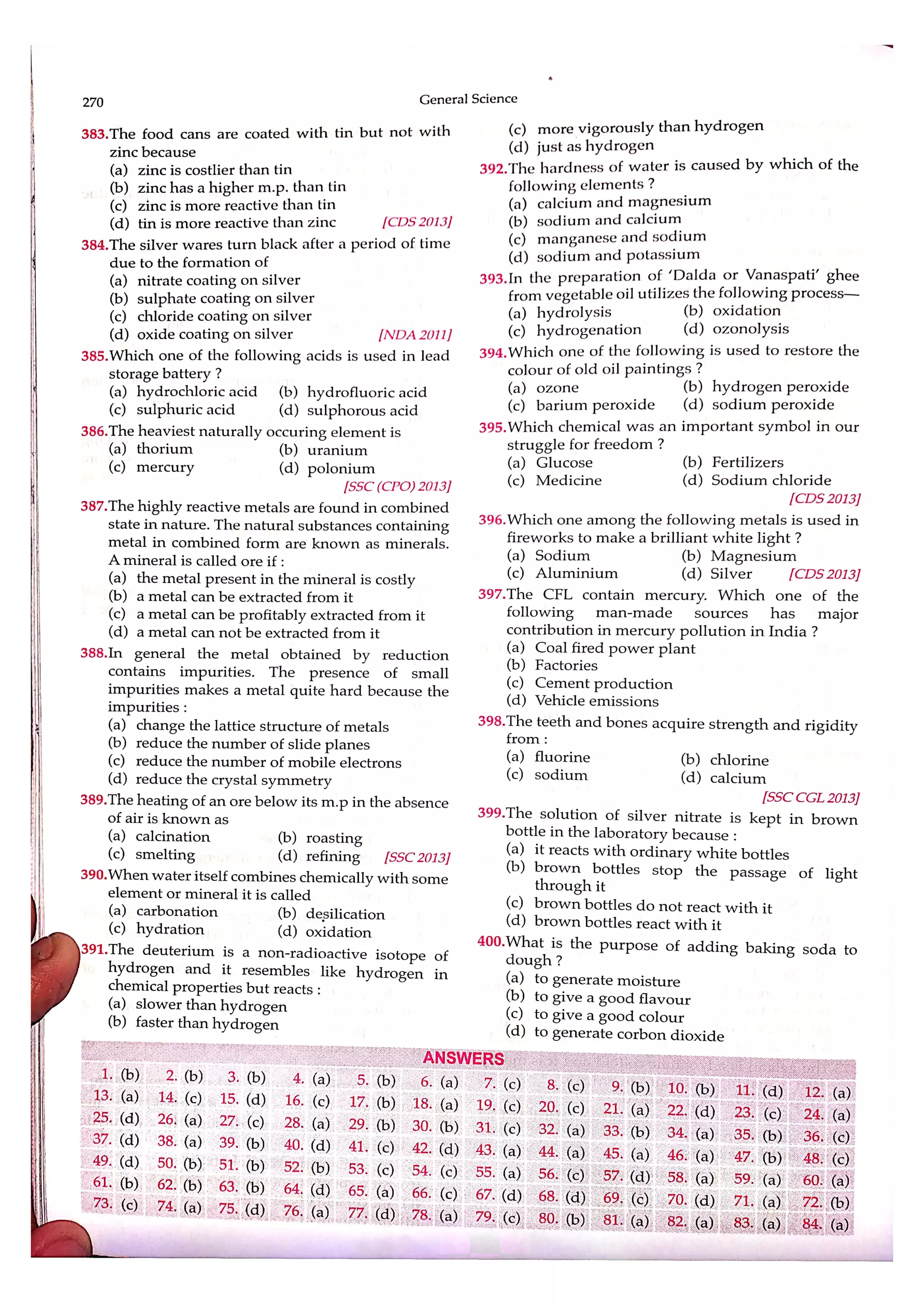 General Science - Chemistry Objective for PSC SSC | PDF