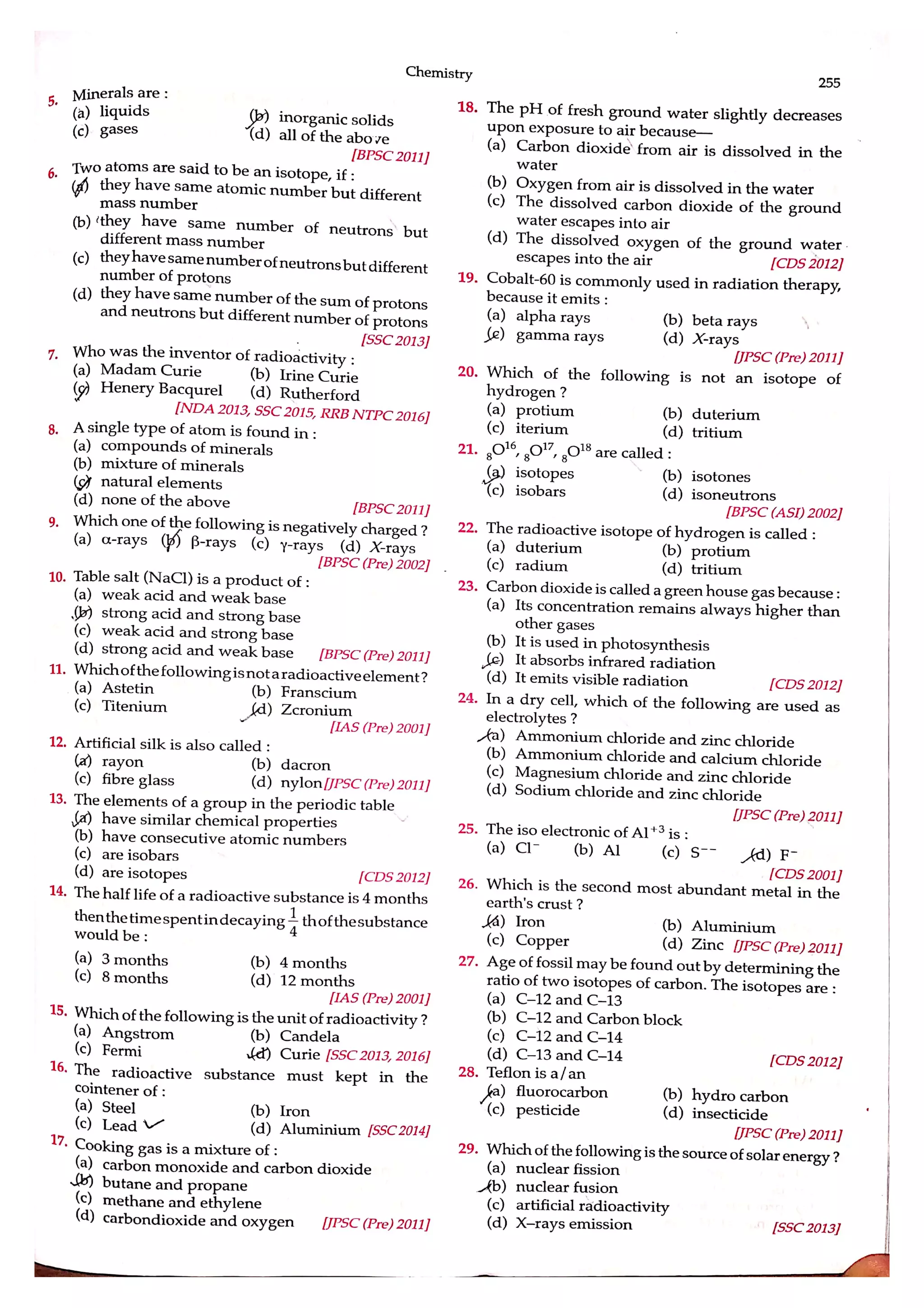 General Science - Chemistry Objective for PSC SSC | PDF | Free Download