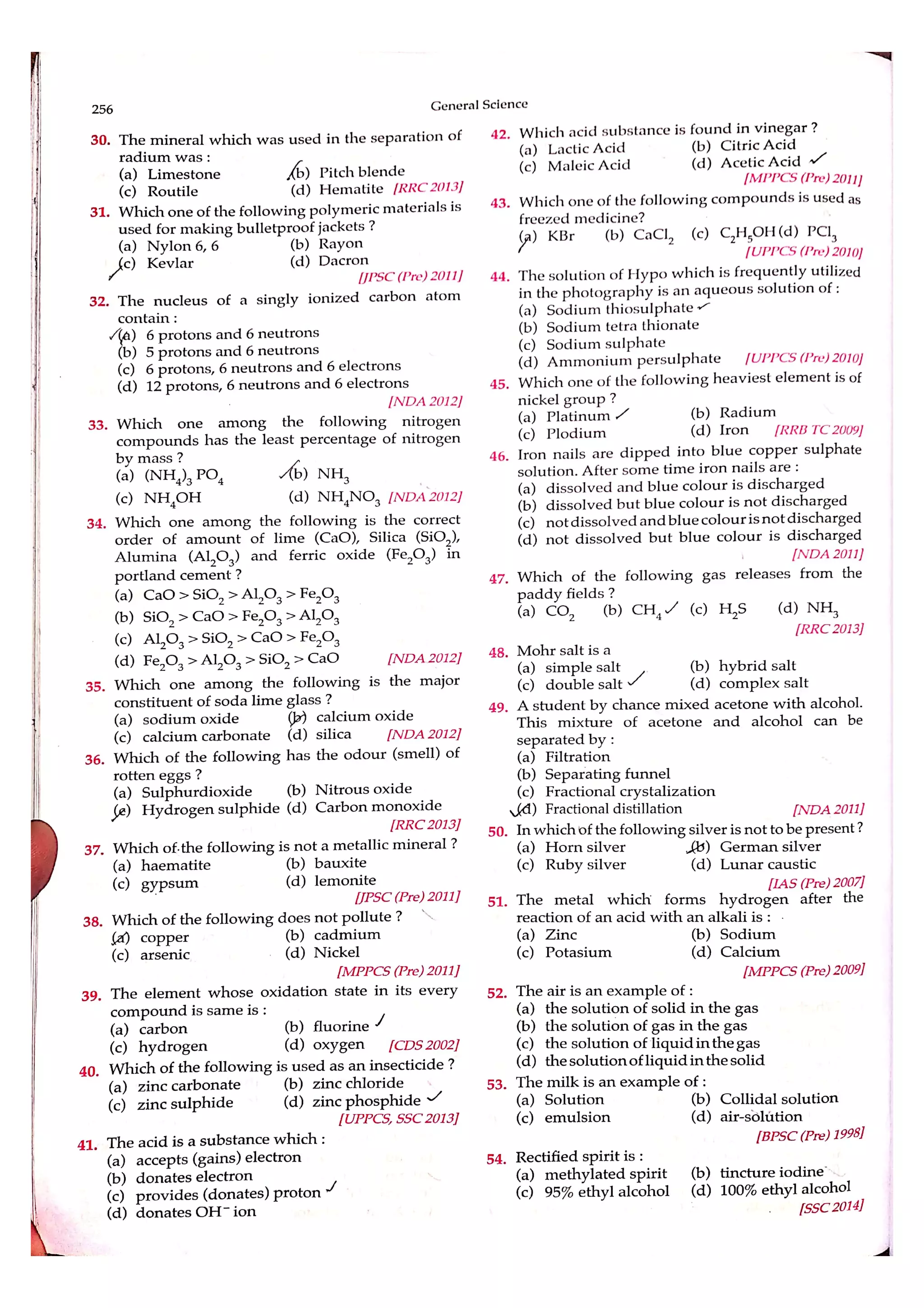 General Science - Chemistry Objective for PSC SSC | PDF | Free Download