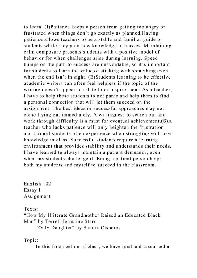 General Academic Essay and Paragraph Structure for English 102In.docx