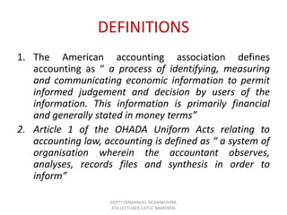 GENERAL ACCOUNTING 1. Introduction to Accounting pptx | PPTX