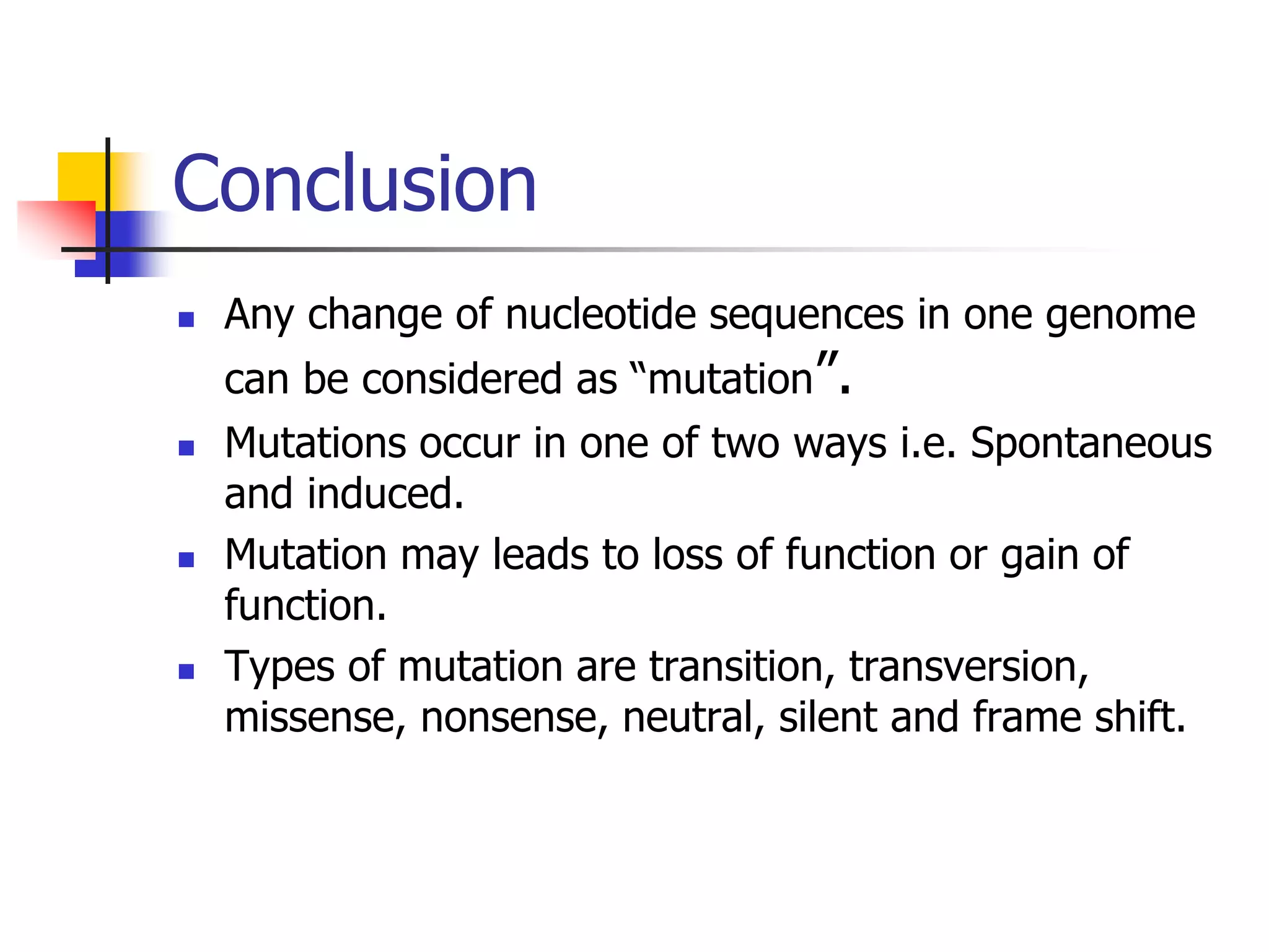 General account on Mutation and its types.ppt