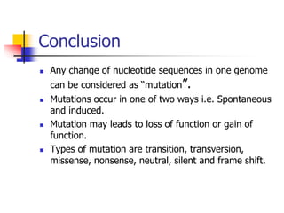 General account on Mutation and its types.ppt