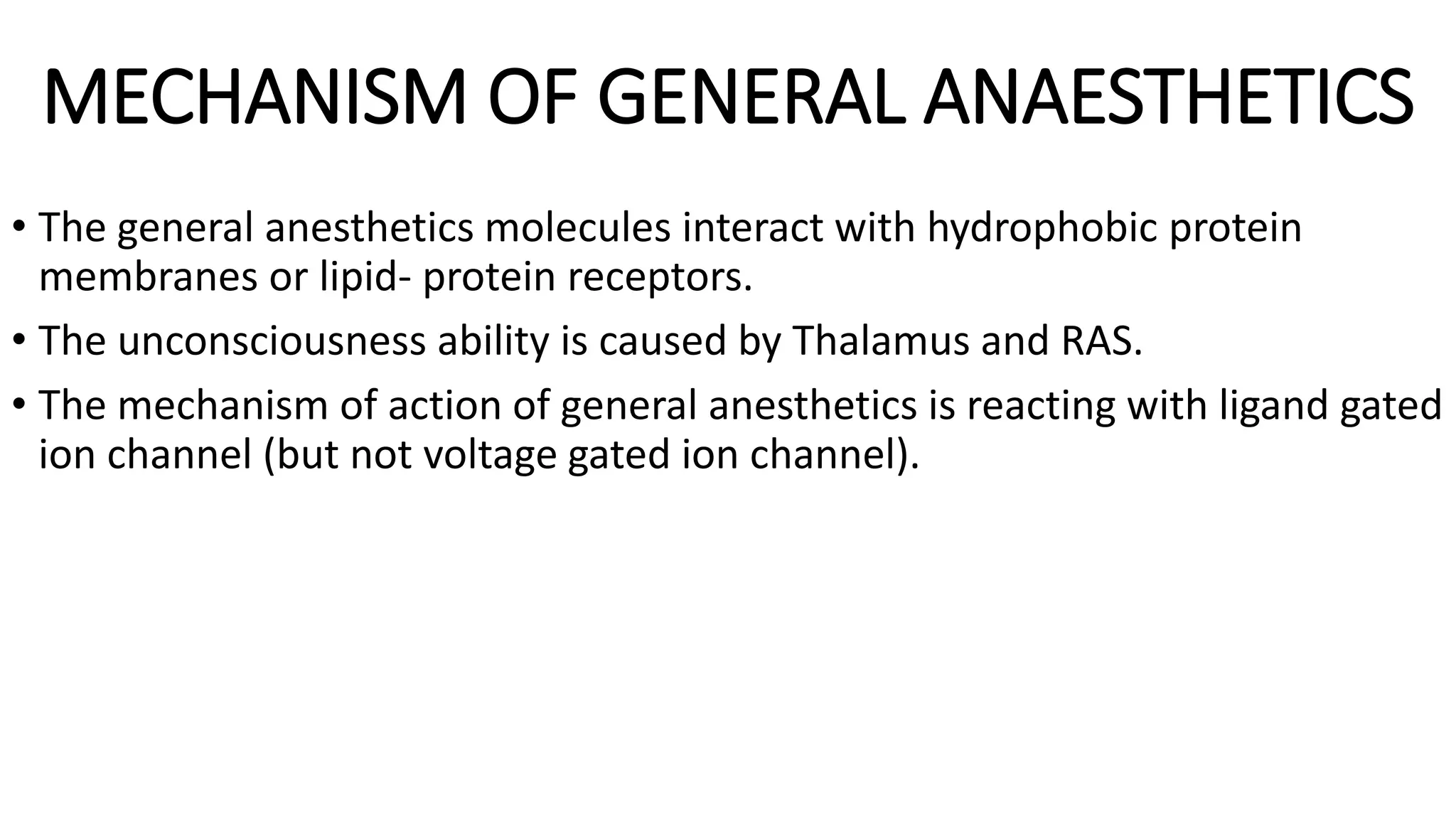 GENERAL ANAESTHETICS PART- I CLASSIFICATION, STAGES OF ANAESTHESIA | PPTX