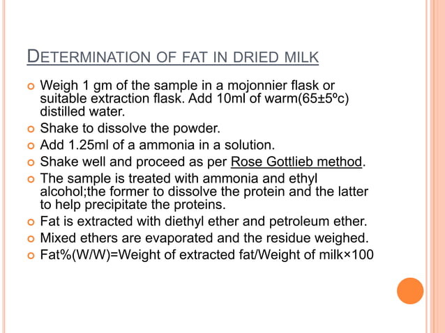 General analytical methods of milk powder final | PPTX | Chemistry ...