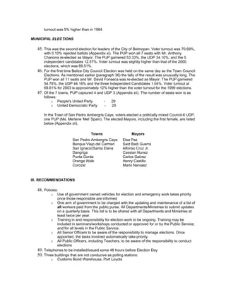 Belize's General and Municipal Elections 2003: A Report | PDF