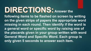 General and specific statement | PPT