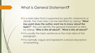 General and Specific Statement Powerpoint Presentation | PPTX