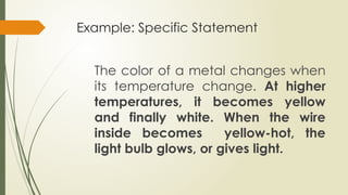 General and Specific Statement Powerpoint Presentation | PPTX