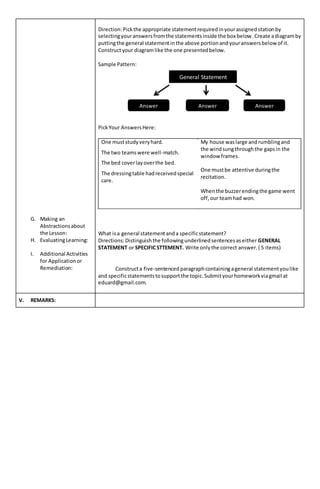 General and specific statement daily lesson log | DOCX