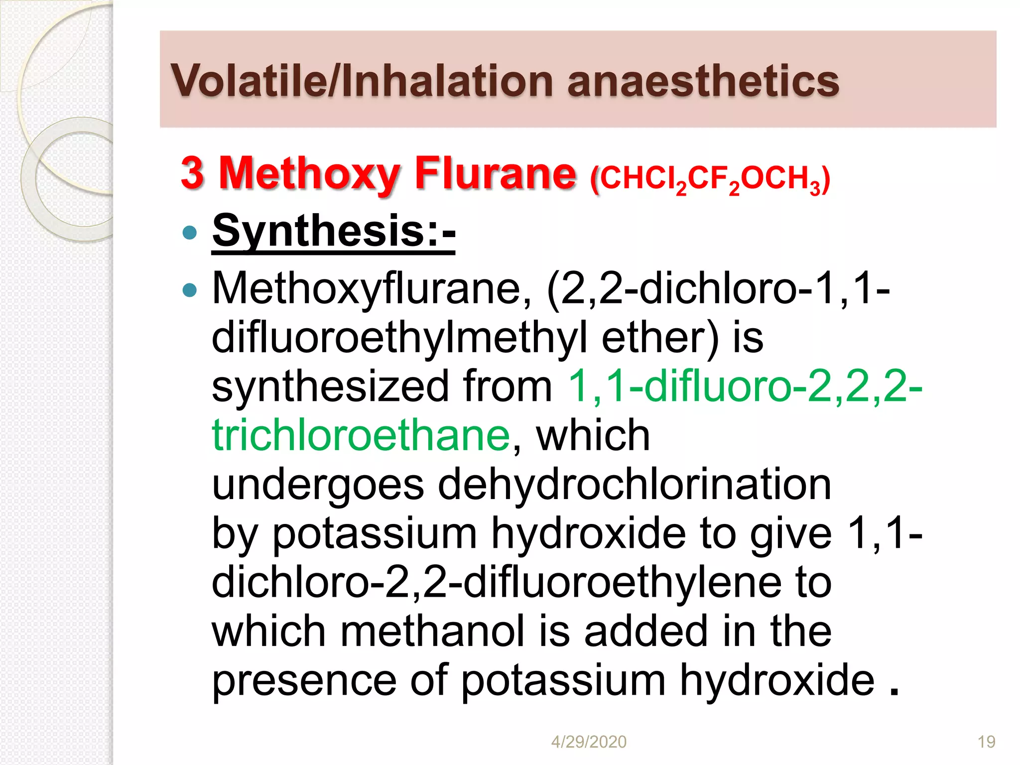 General Anaesthesia (Medicinal Chemistry) | PPTX