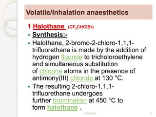 General Anaesthesia (Medicinal Chemistry) | PPTX