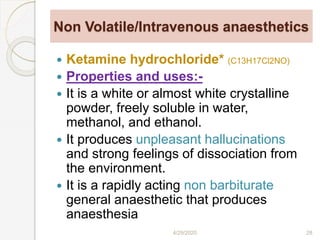 General Anaesthesia (Medicinal Chemistry) | PPTX