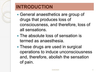 General Anaesthesia (Medicinal Chemistry) | PPTX