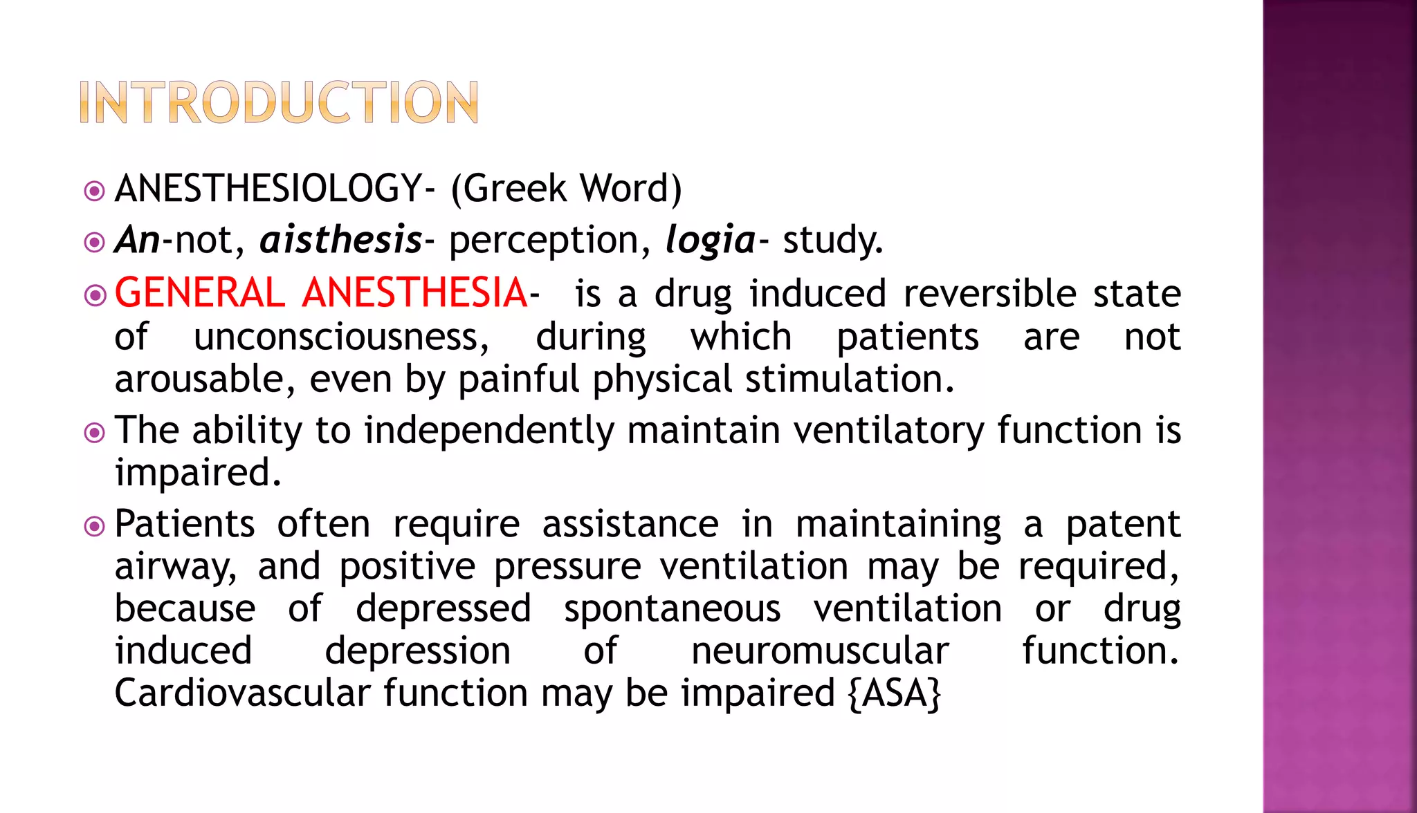 General anesthesia i | PPTX