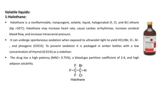 General anesthetics / Medicinal Chemistry III | PDF