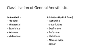 GENERAL ANESTHESIA pharmacology presentation | PDF
