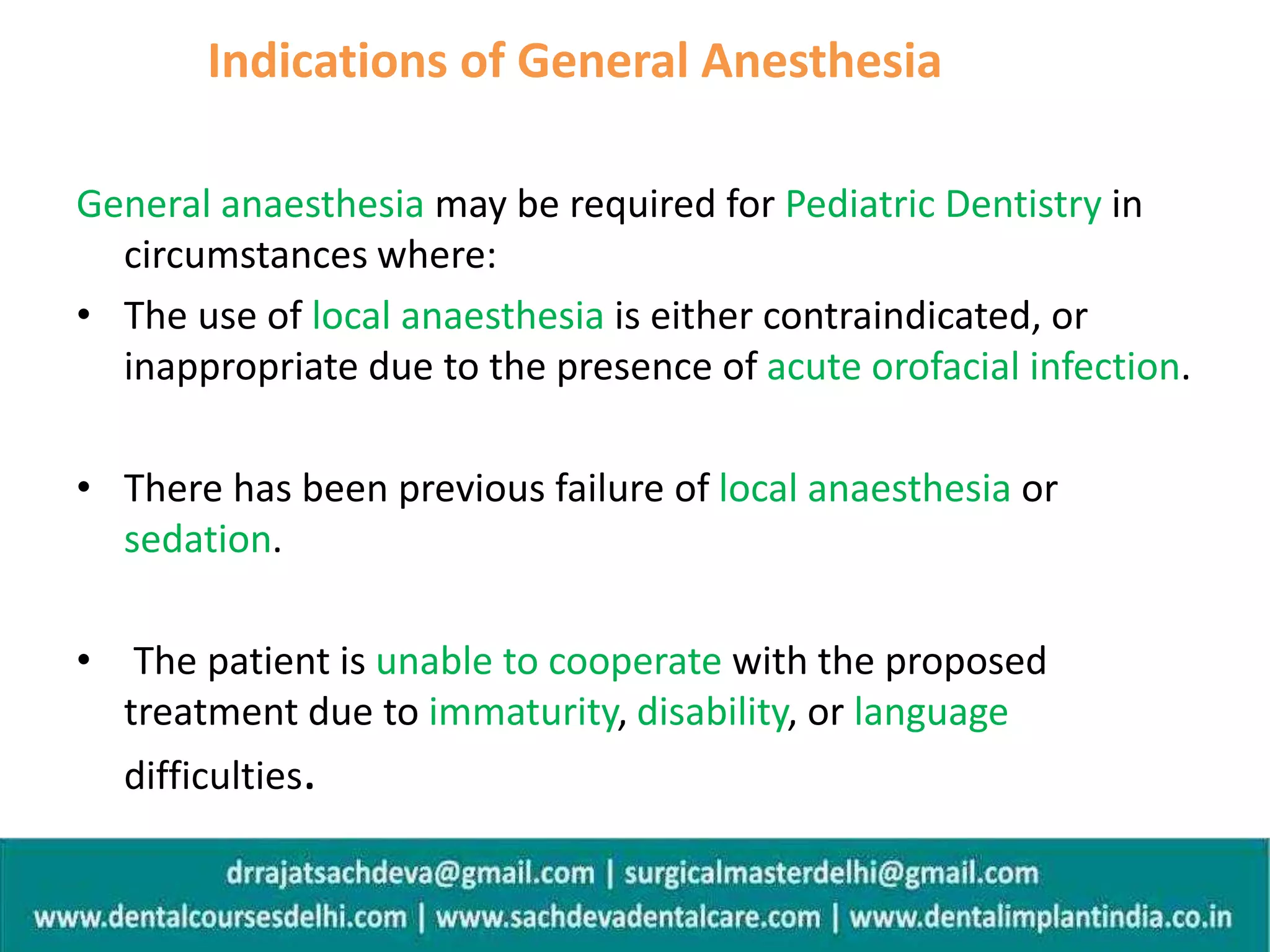 General anesthesia in pediatric dentistry , Kids Dentistry | PPTX