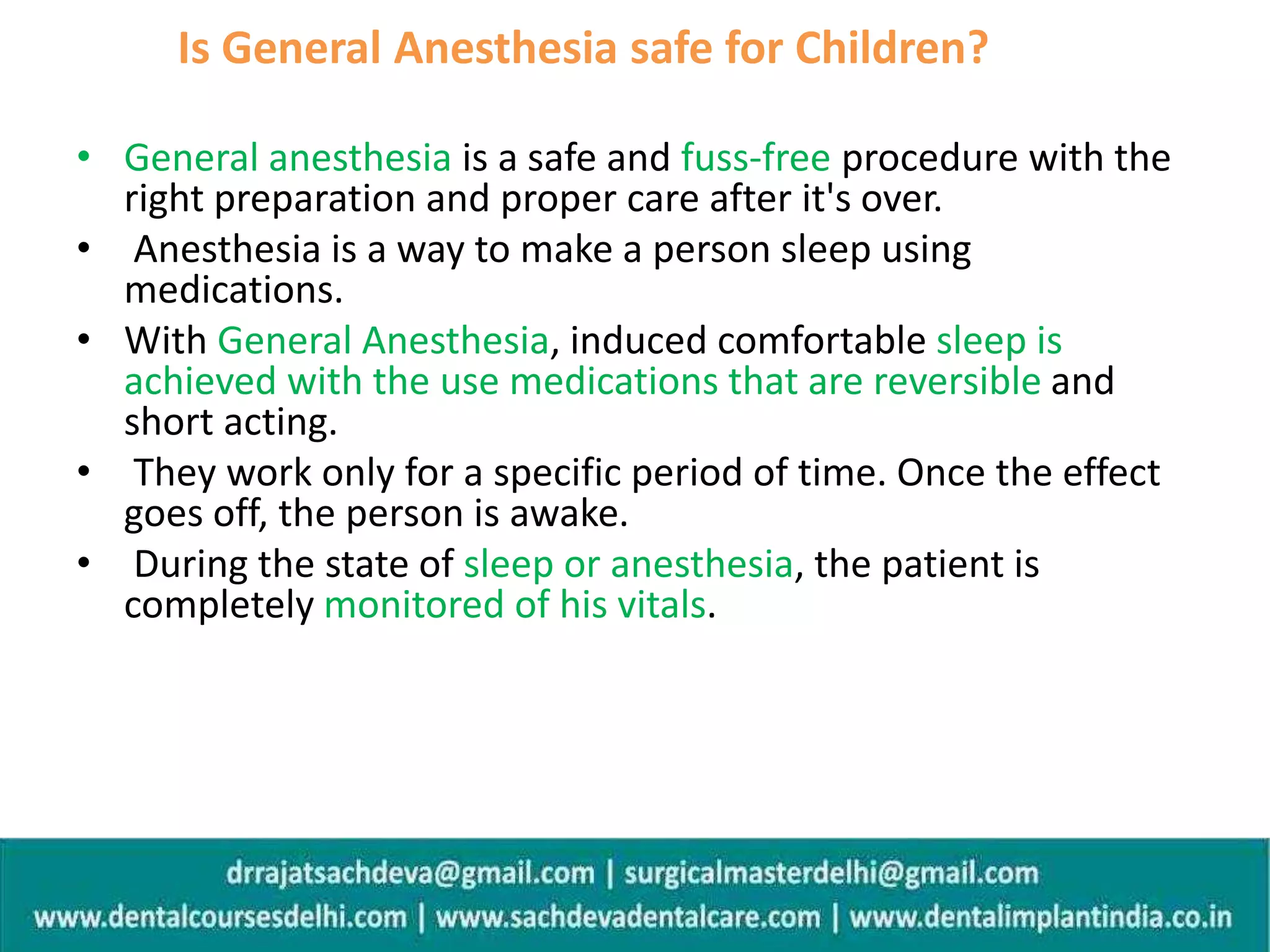 General anesthesia in pediatric dentistry , Kids Dentistry | PPTX