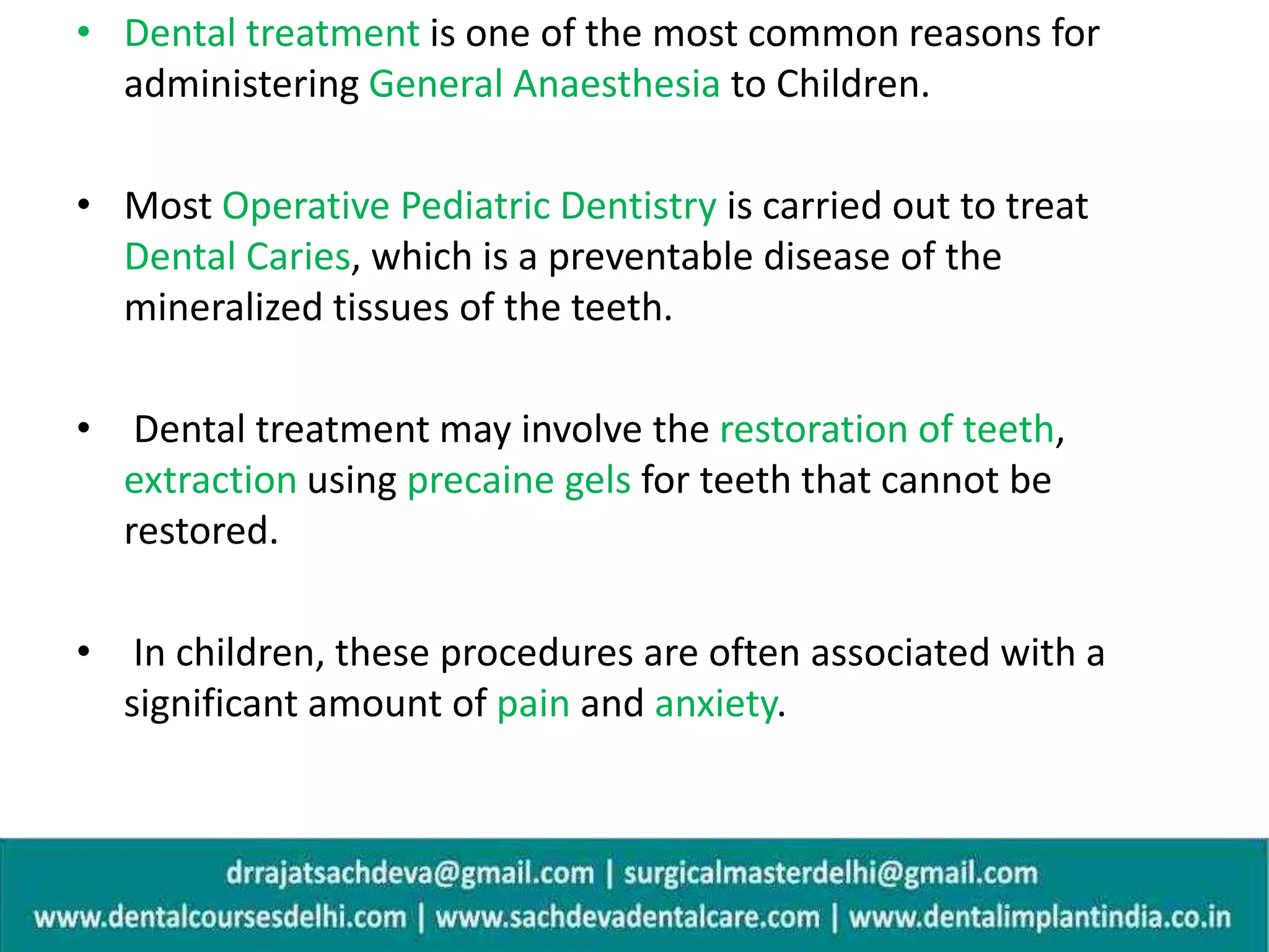 General anesthesia in pediatric dentistry , Kids Dentistry | PPTX