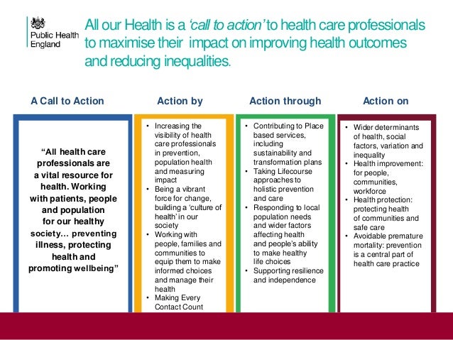 All Our Health - A Call to Action to All Healthcare Professionals