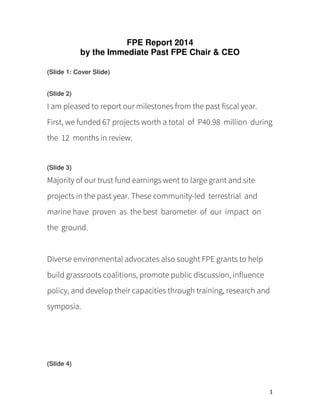 MRU: General Assembly Report of the FPE Chair | PDF | Environmental ...