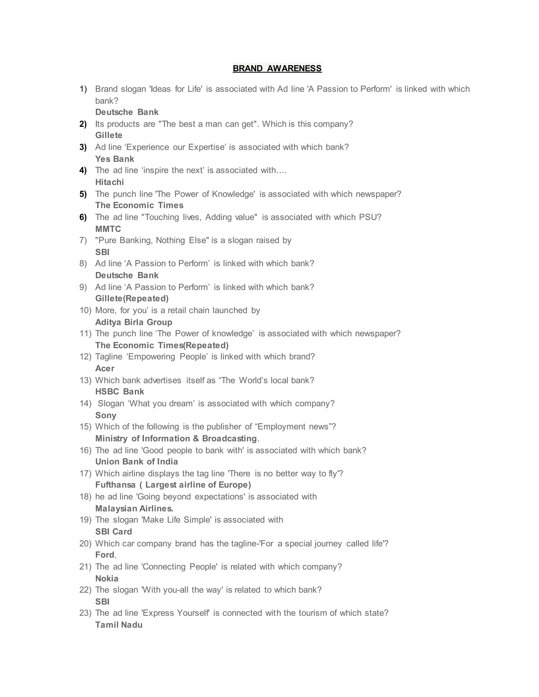 General awareness | DOCX