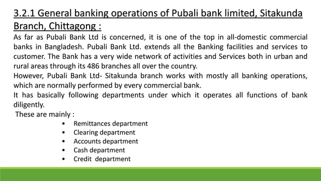 General banking operations of Pubali bank ltd | PDF
