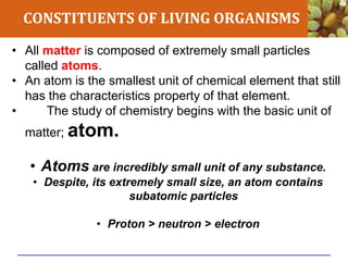 General Biology. LECTURE 2. THE CHEMICAL FOUNDATION OF LIFE.pptx