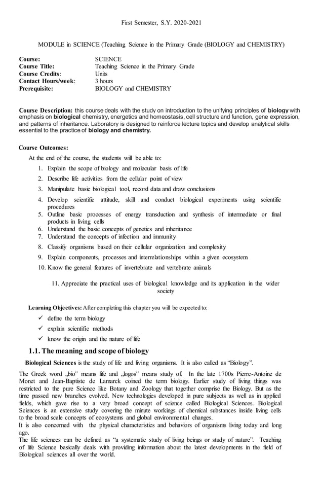 General biology module | DOC