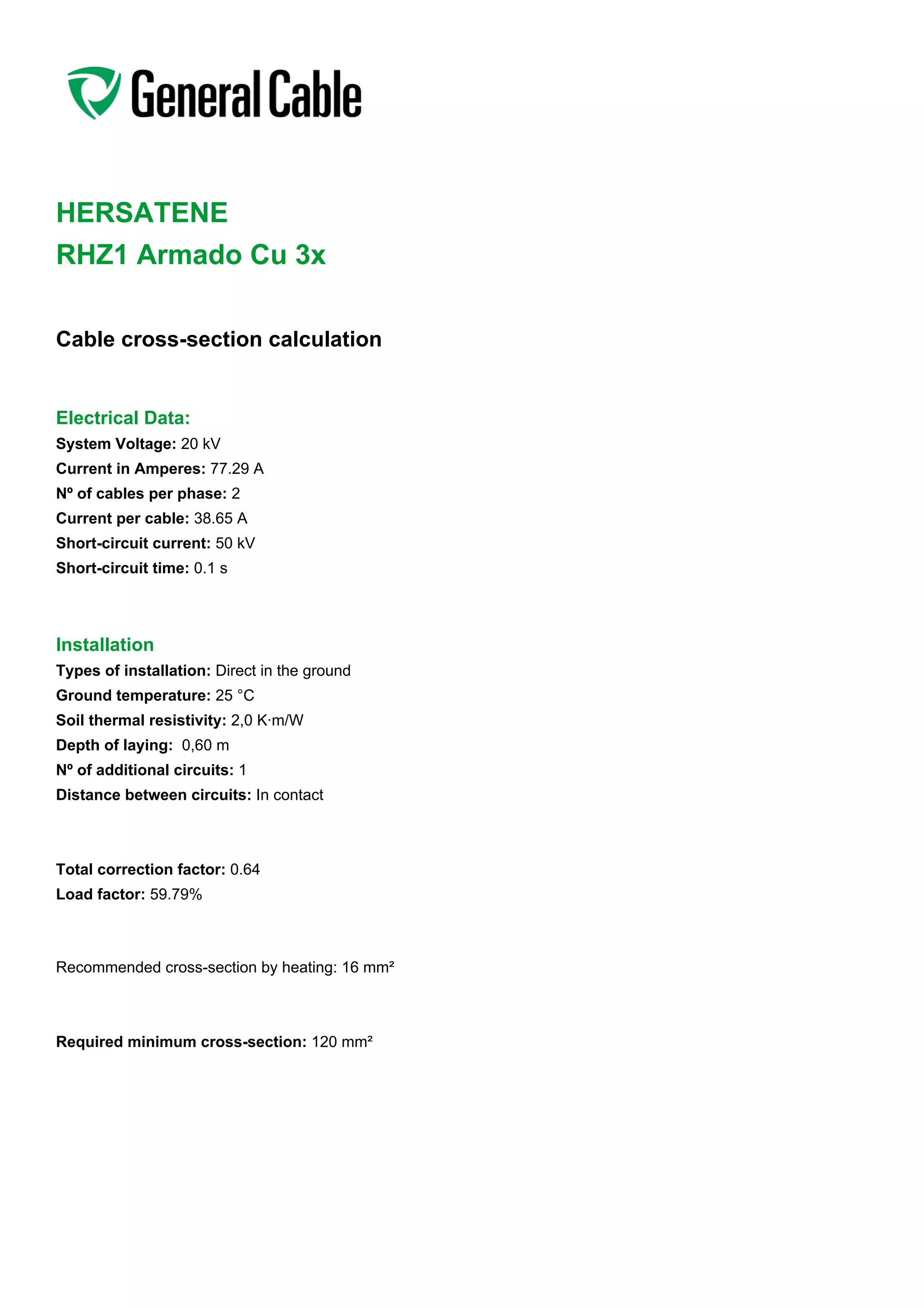 General cable calculation tm 2mva | PDF