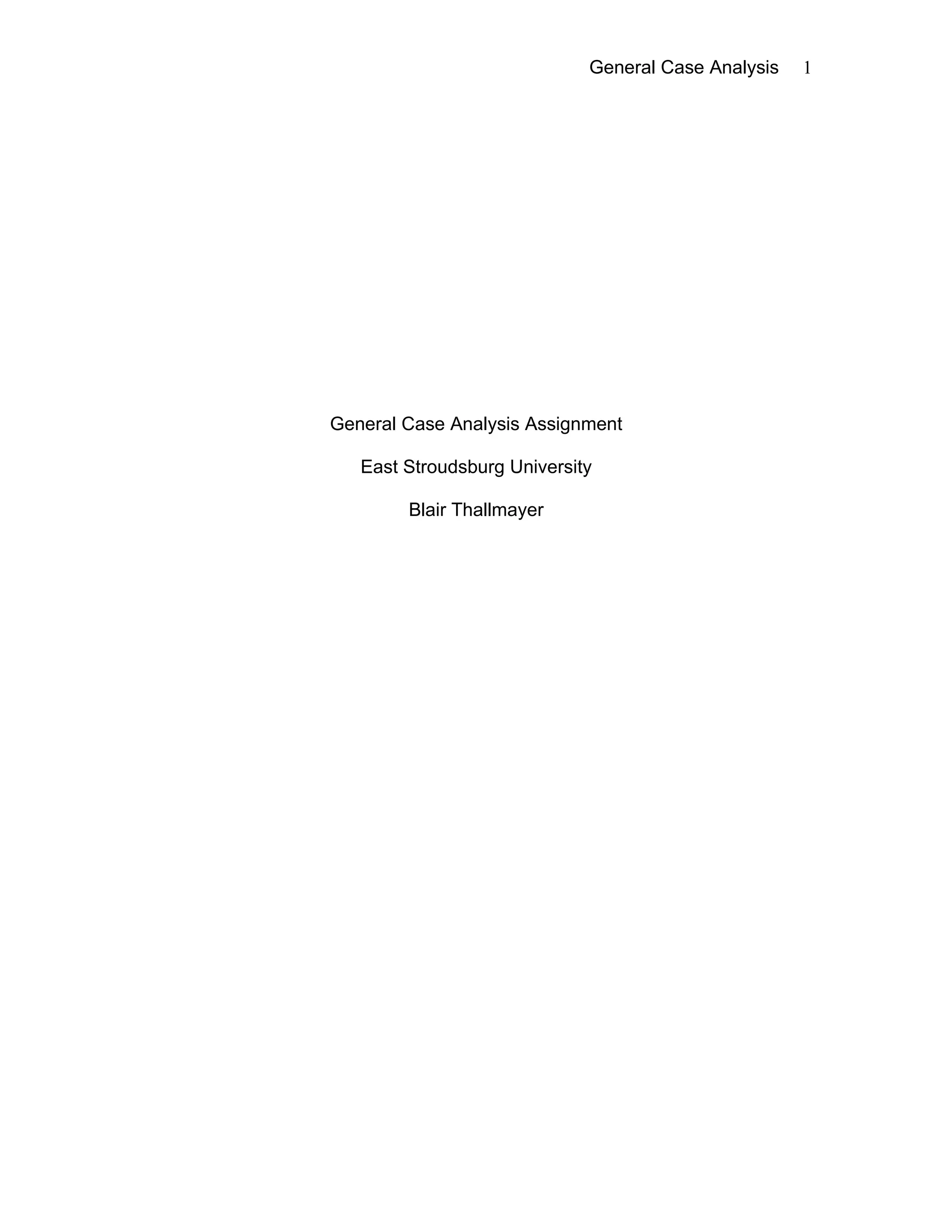 General Case Analysis for an Individual with Severe Disabilities ...