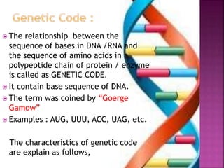 General characteristic of genetic code | PPT