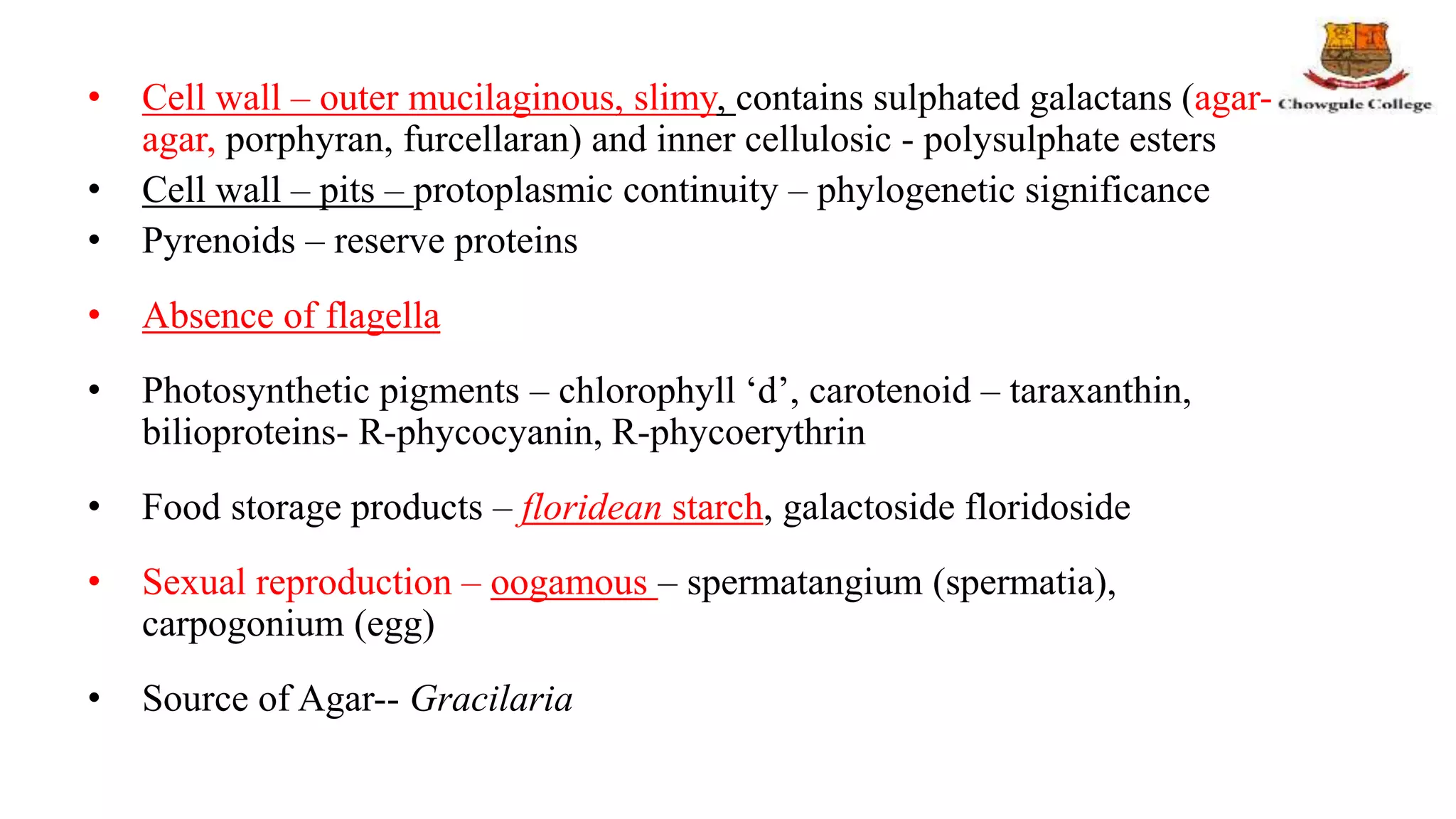 General characteristics of algae | PPTX