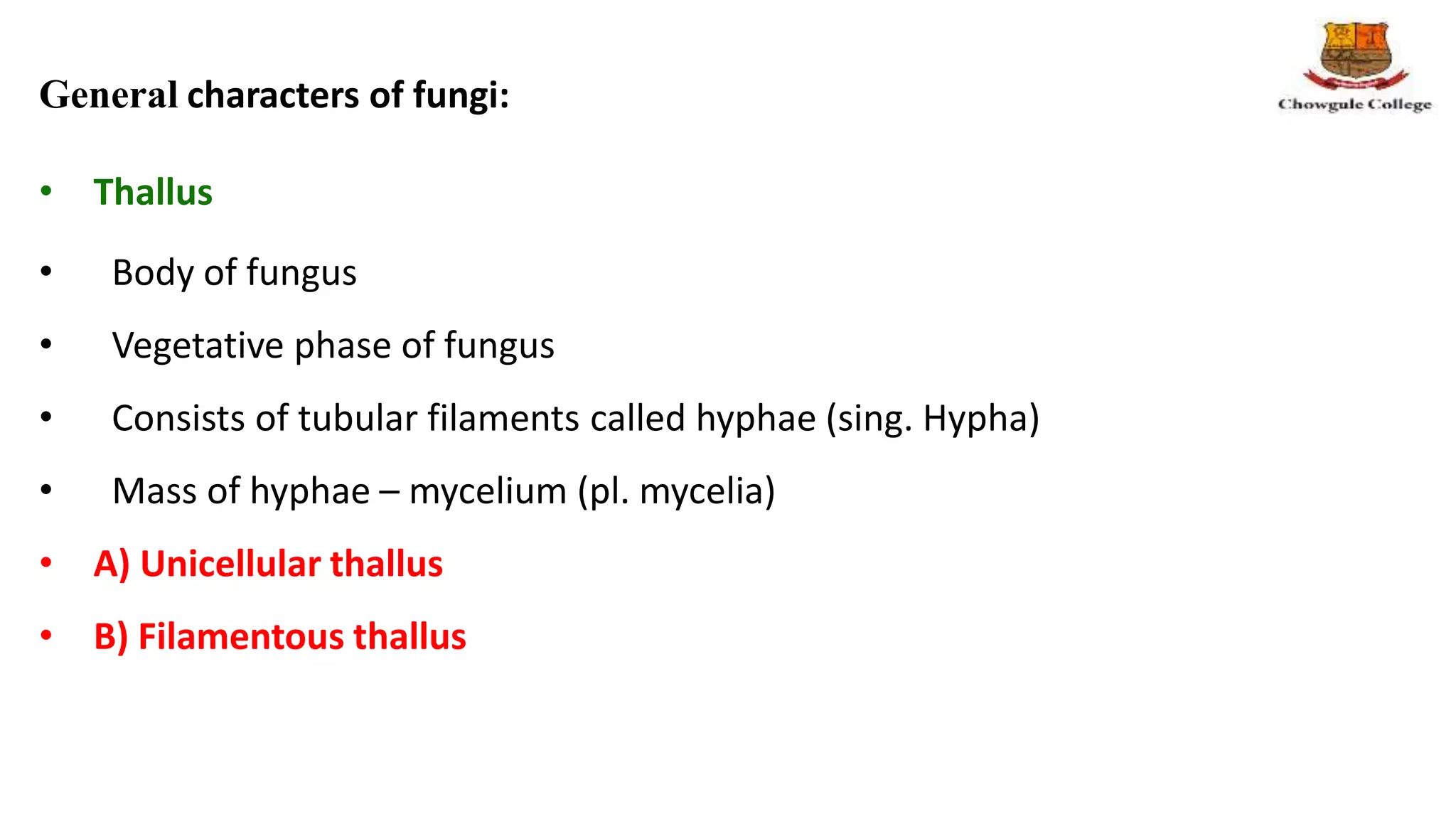 General characteristics of fungi | PPTX