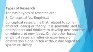 General Characteristics of Research, Criteria of a Good Research, Types ...