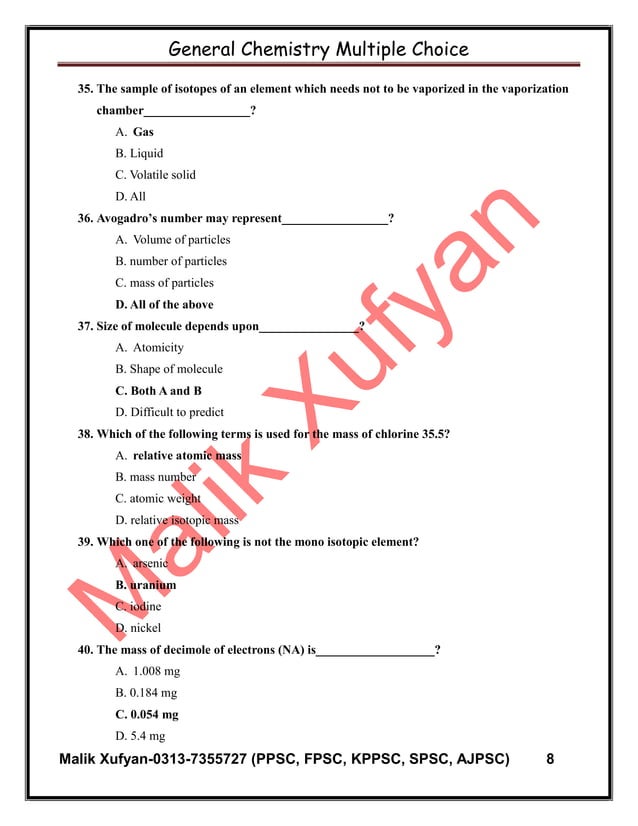 General Chemistry MCQS By Malik Xufyan.pdf