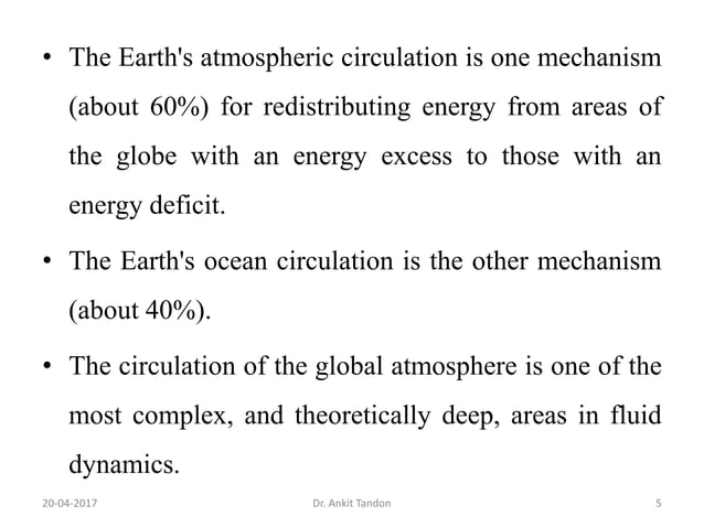 General circulation of the atmosphere | PPTX