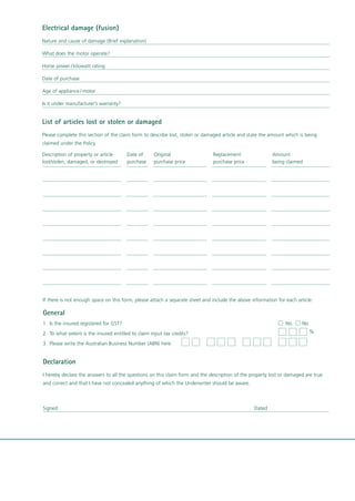 General Claim Form | PDF