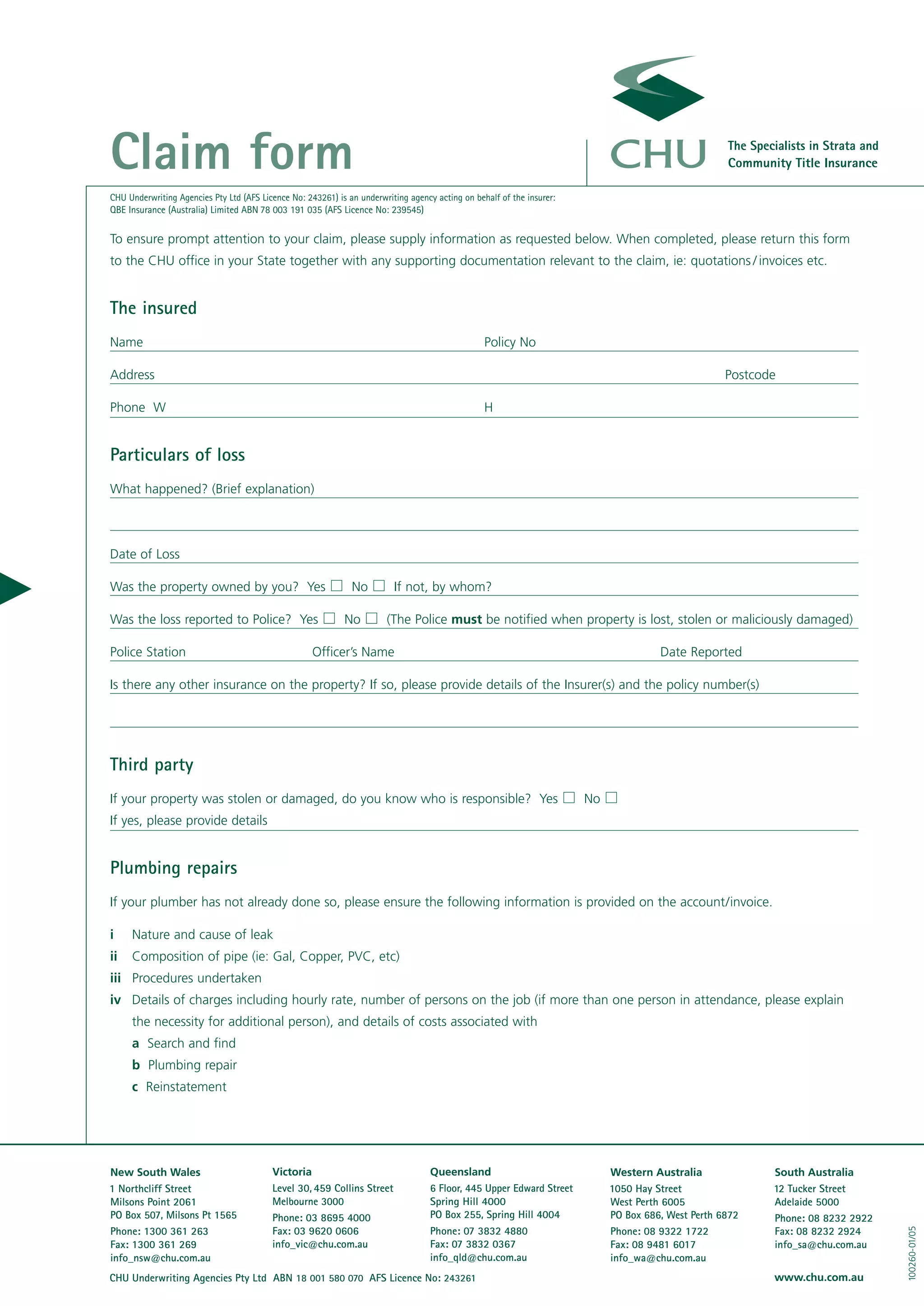 General Claim Form | PDF