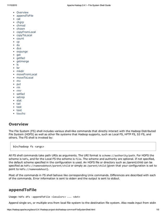 General apache command for hadoop | PDF