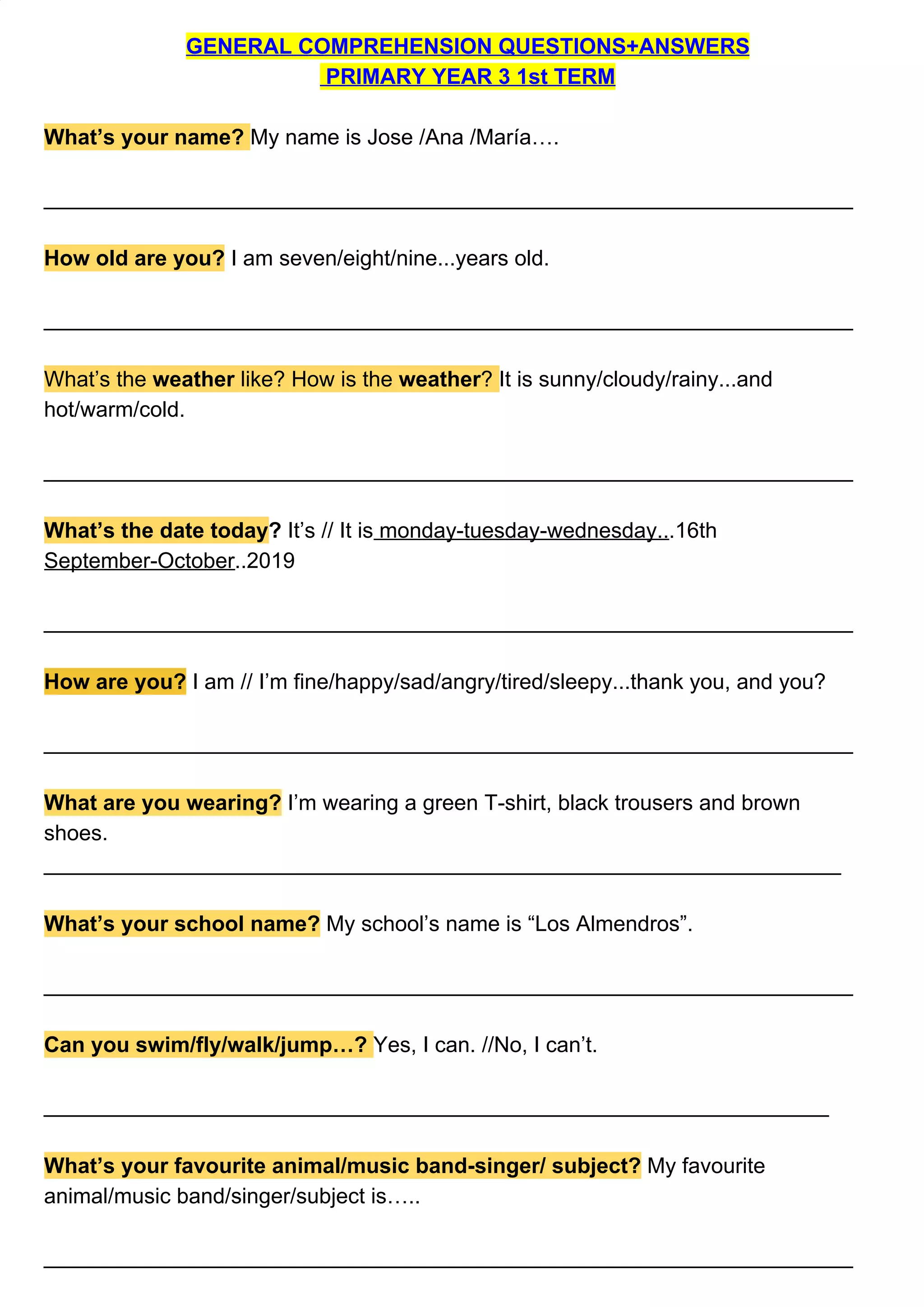 General comprehension questions+answers | PDF